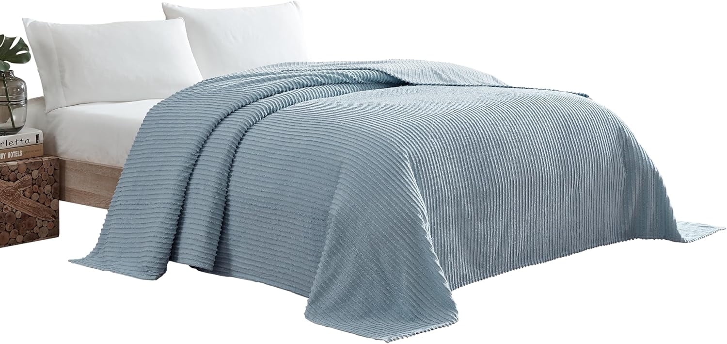 Channel Chenille Bedspread, Queen, Blue - Walmart.com