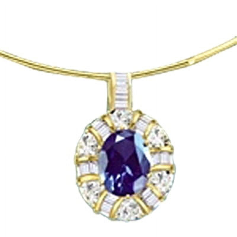 Channel Set Designer Pendant with Simulated Oval Cut Sapphire Center ...