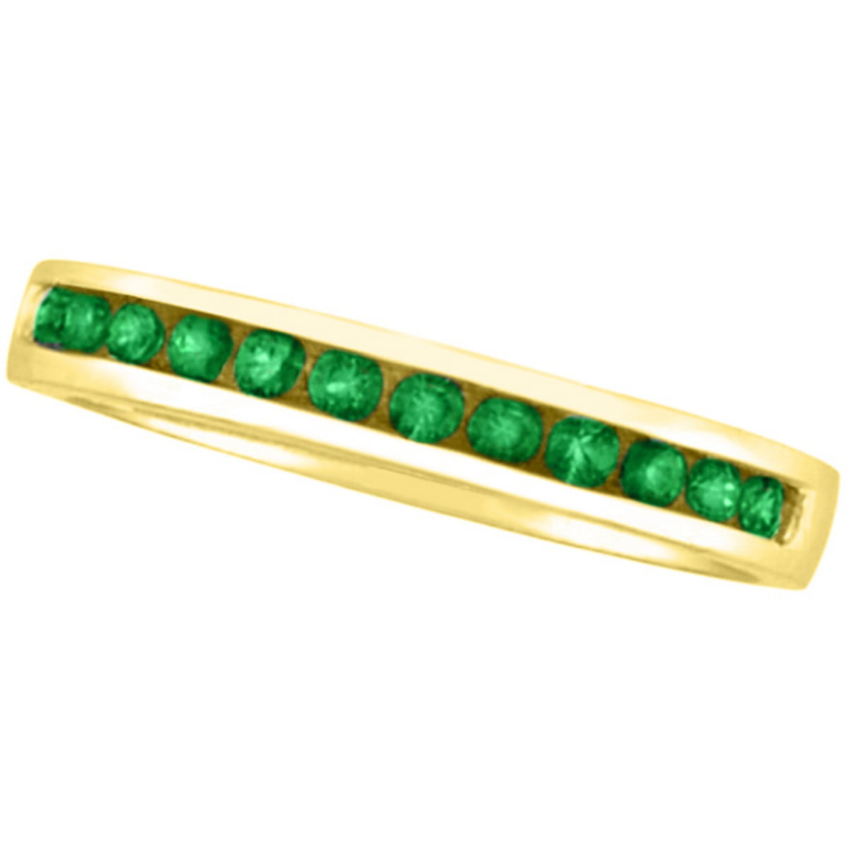 Channel-Set Emerald Band Stackable Ring 14k Yellow Gold (0.40ct ...