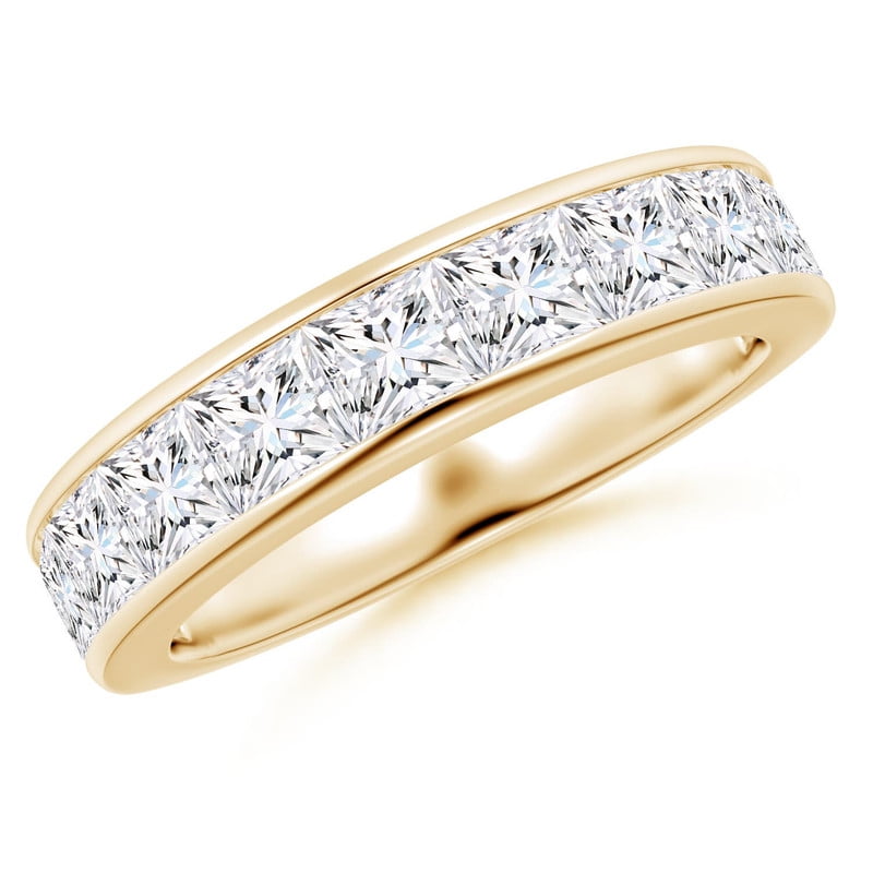 Channel Set Princess Cut Ring Diamond Ring Half Eternity Wedding Ring ...
