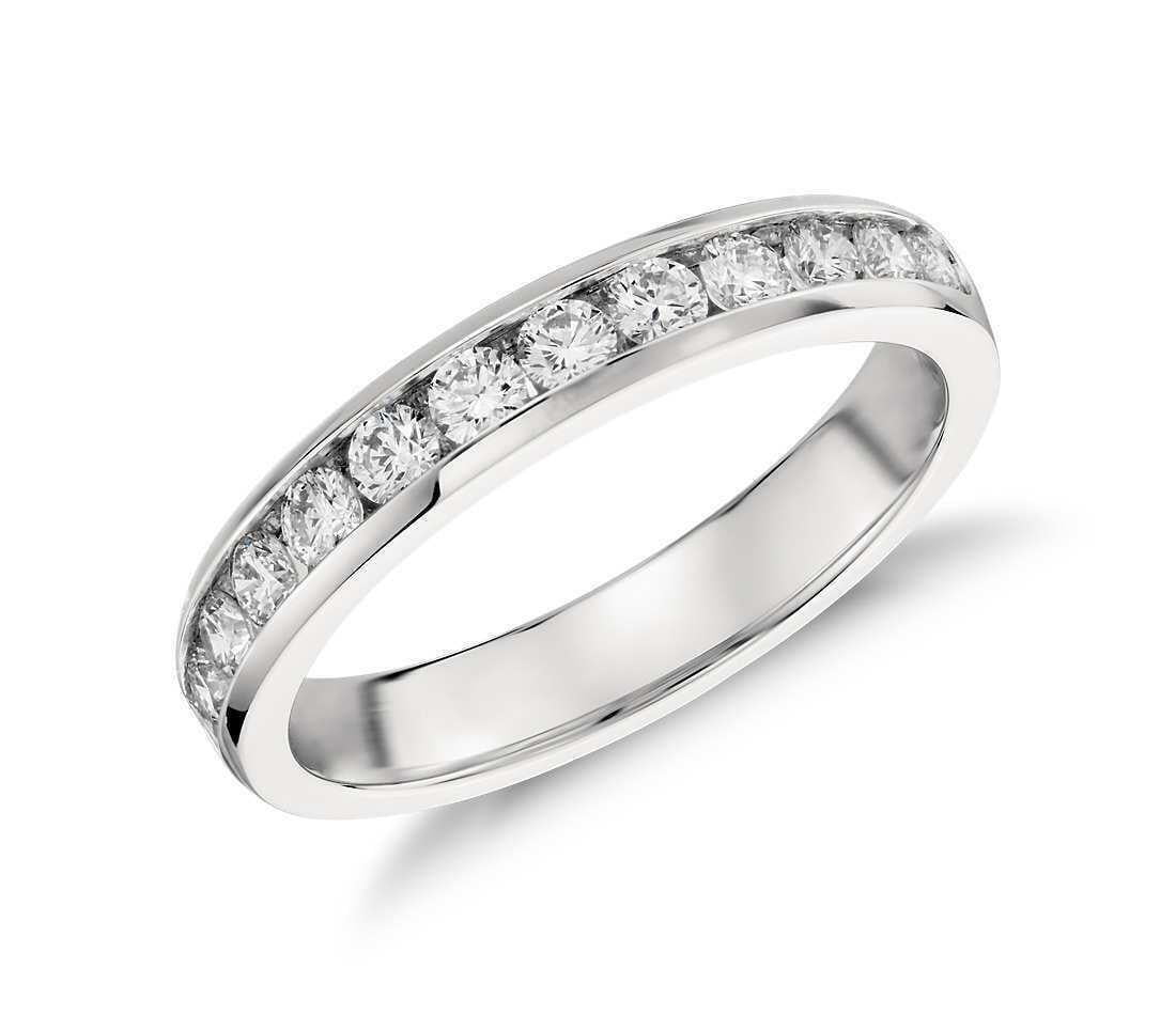 Channel Set Wedding Band 14K White Gold Over Half Eternity Band 1.5 Ct ...