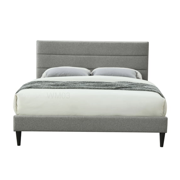 Channel Tufted Upholstered Platform Bed Frame, Full Size with USB Ports ...