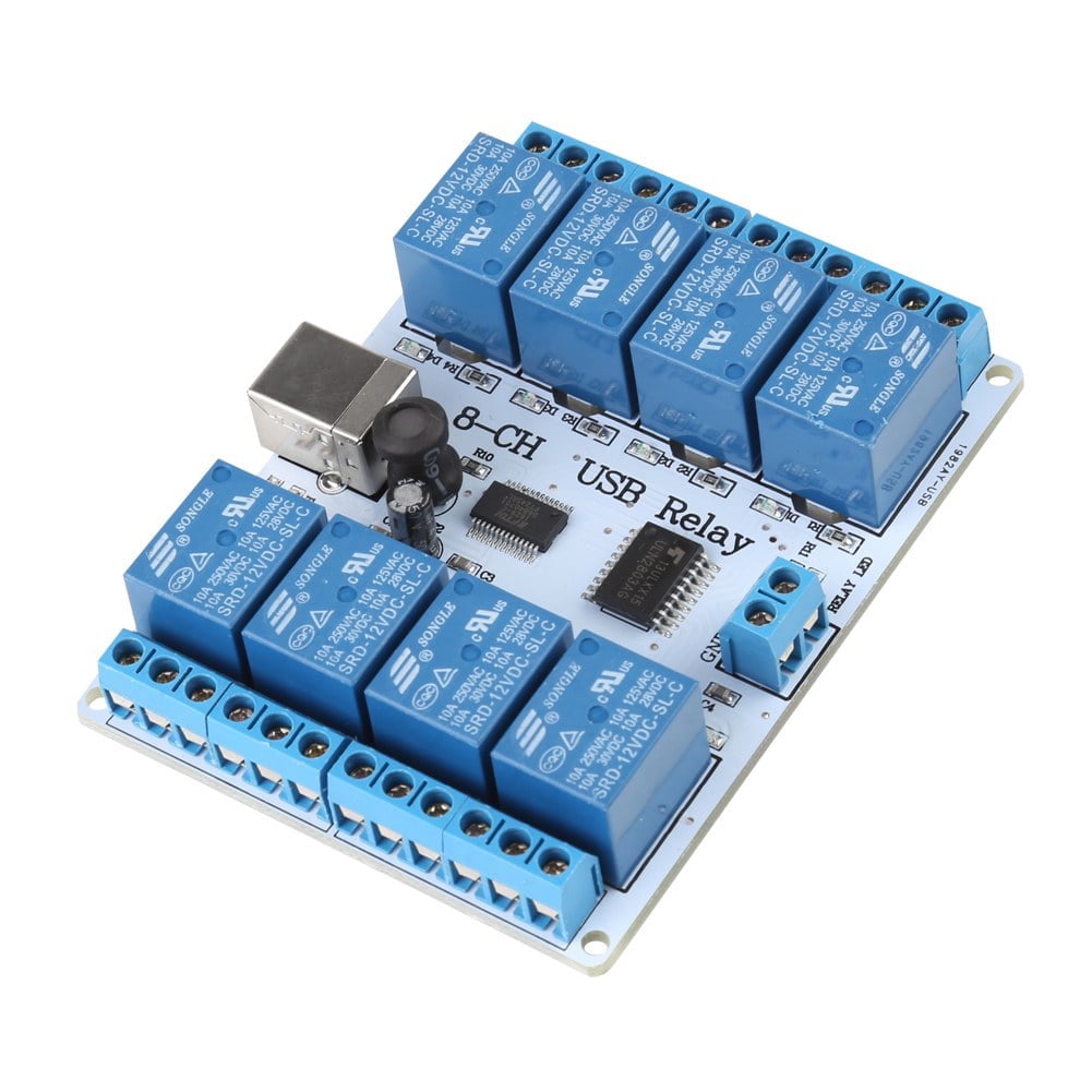 Channel USB Relay, 8-channel 12VDC Type B USB Relay Board Module Controller for Automation ...