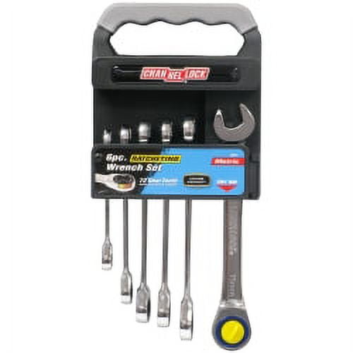 Channellock 38041 Chrome/Nickel Finish Steel Ratcheting Wrench, 6 piece ...