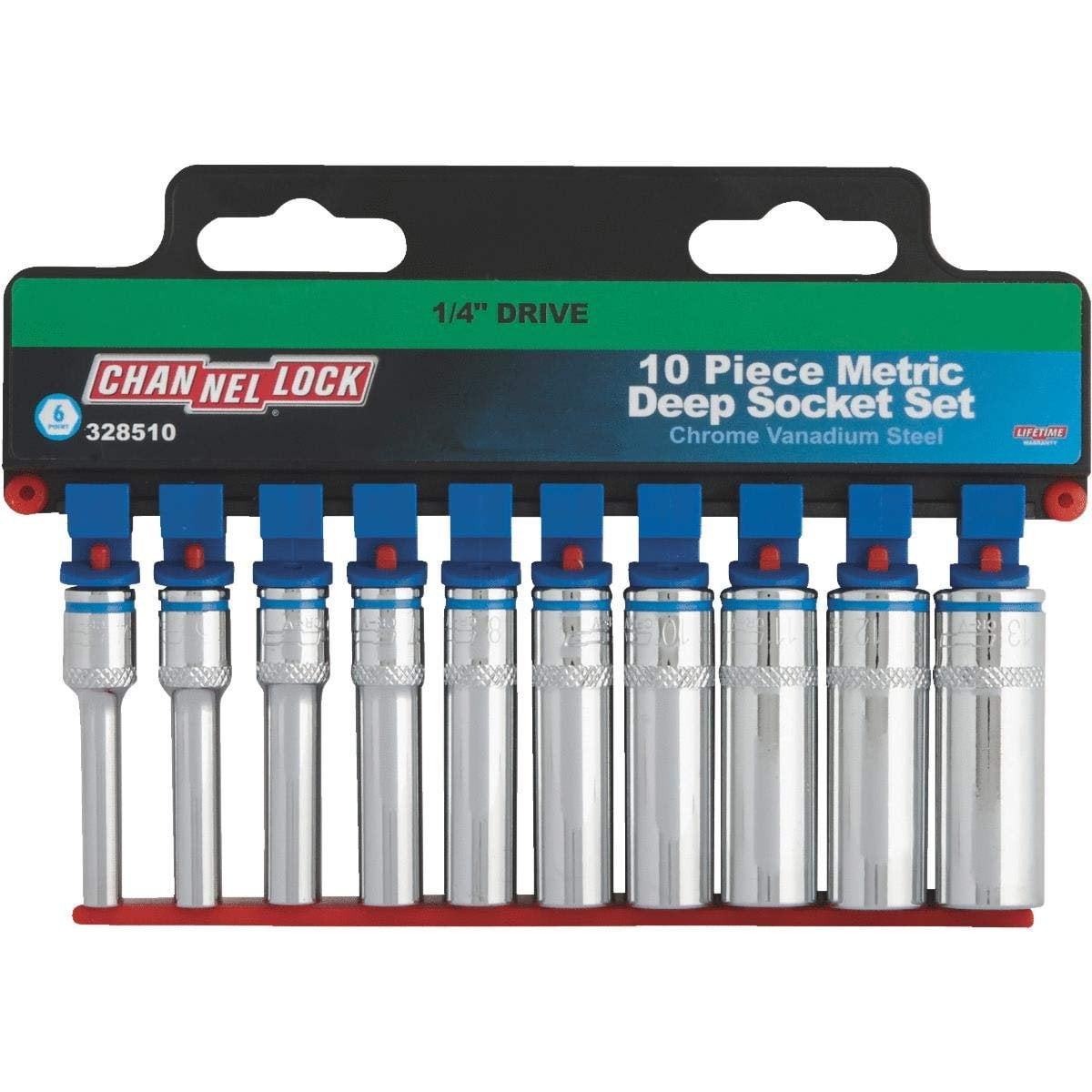 Channellock Products Metric 1/4" Drive 6-Point Deep Socket Set 10-Piece ...
