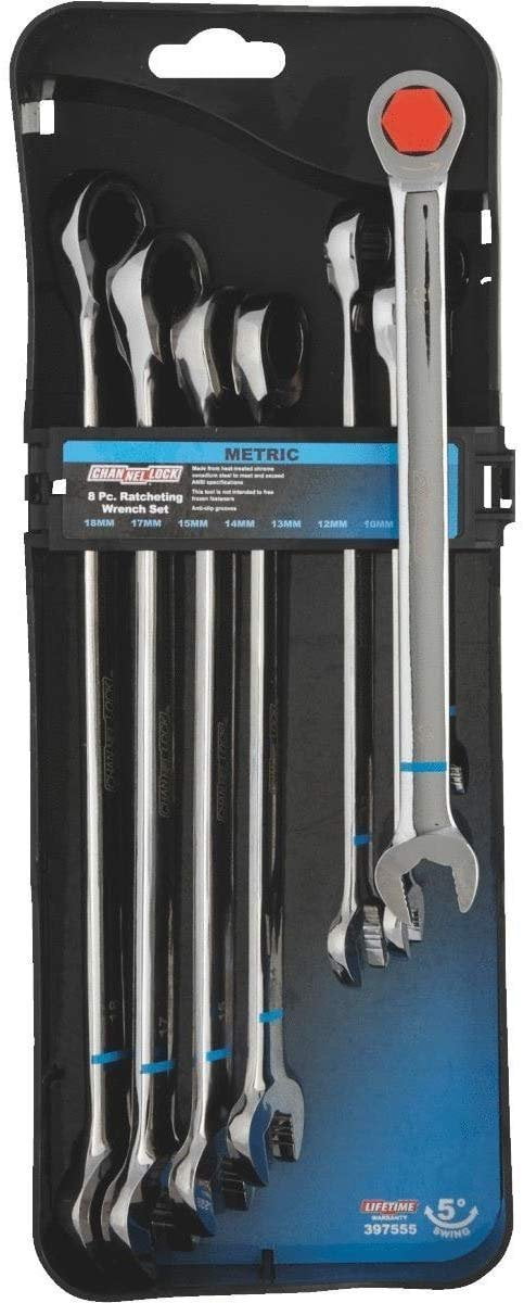 Channellock 8-Piece Metric 12-Point Ratcheting Combination Wrench Set ...