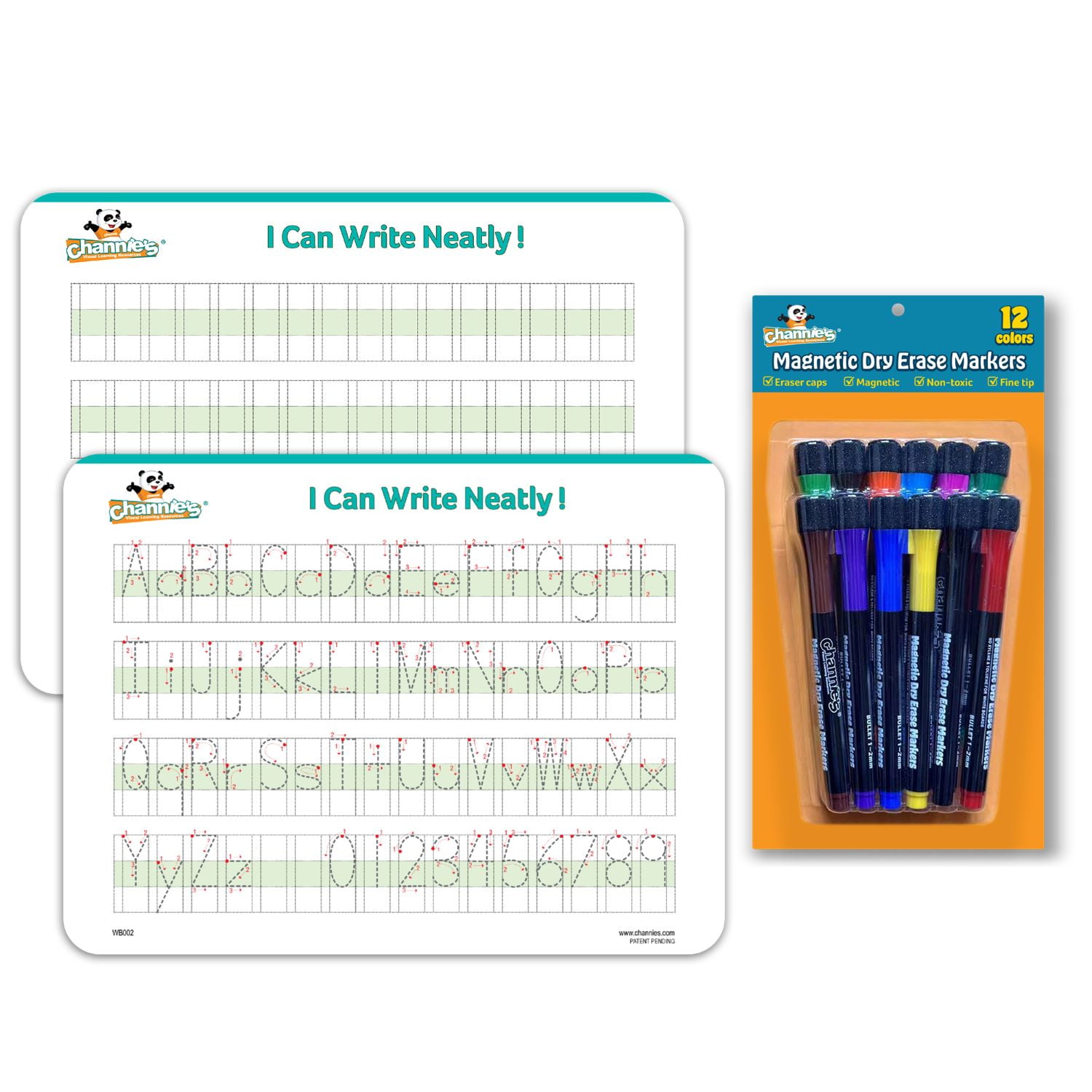 Channie's DRY ERASE KIT: Dry Erase Neat Alphabet & Numbers Hard White ...