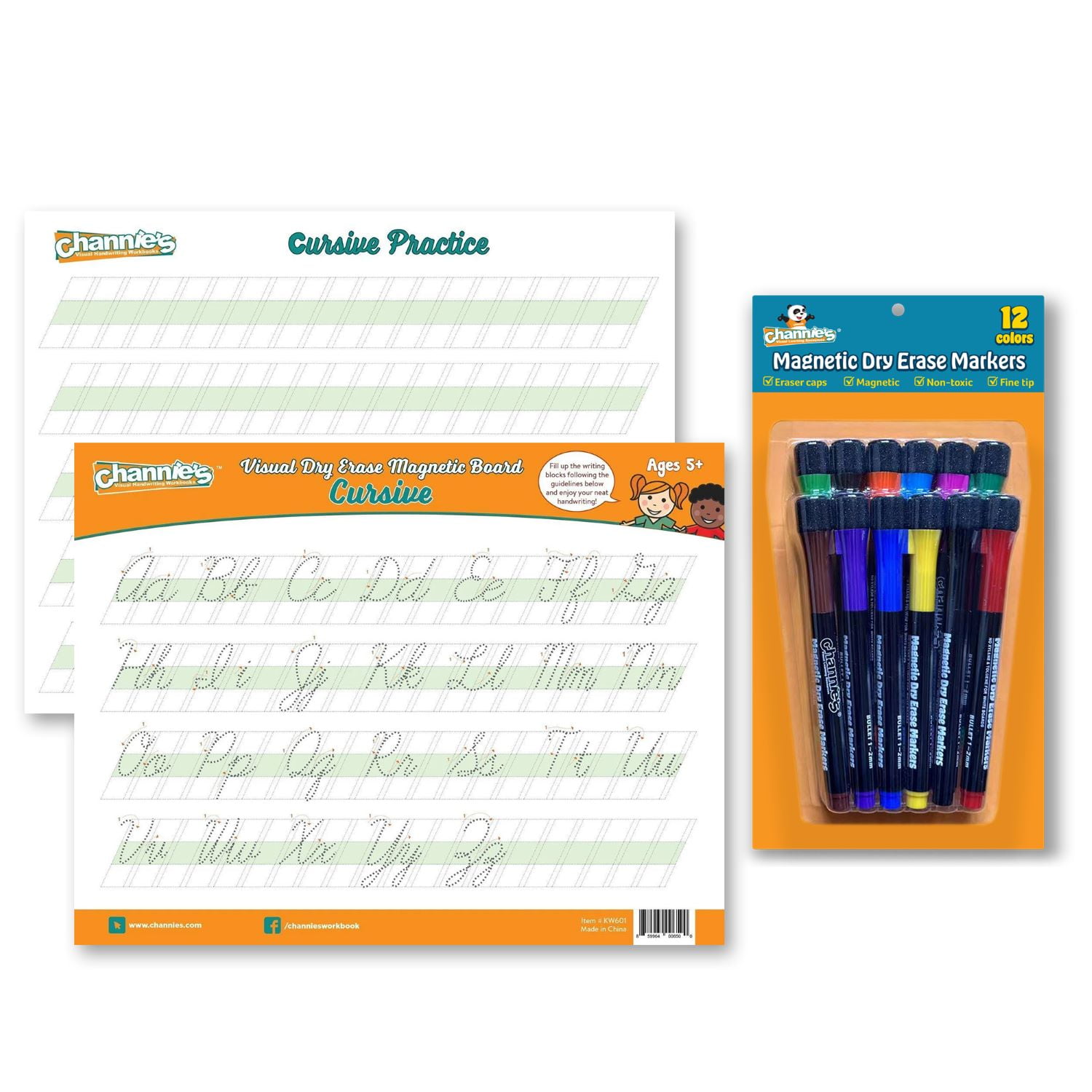 Channie's DRY ERASE KIT: Dry Erase Visual Cursive Magnetic Boards 2 ...