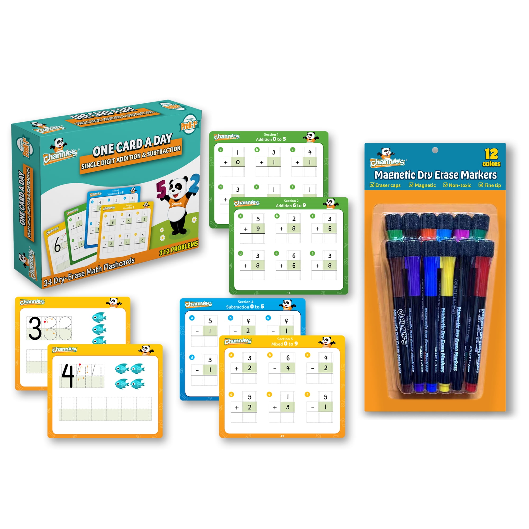 Channie's Dry Erase Kit: One Card A Day Single Digit Addition ...