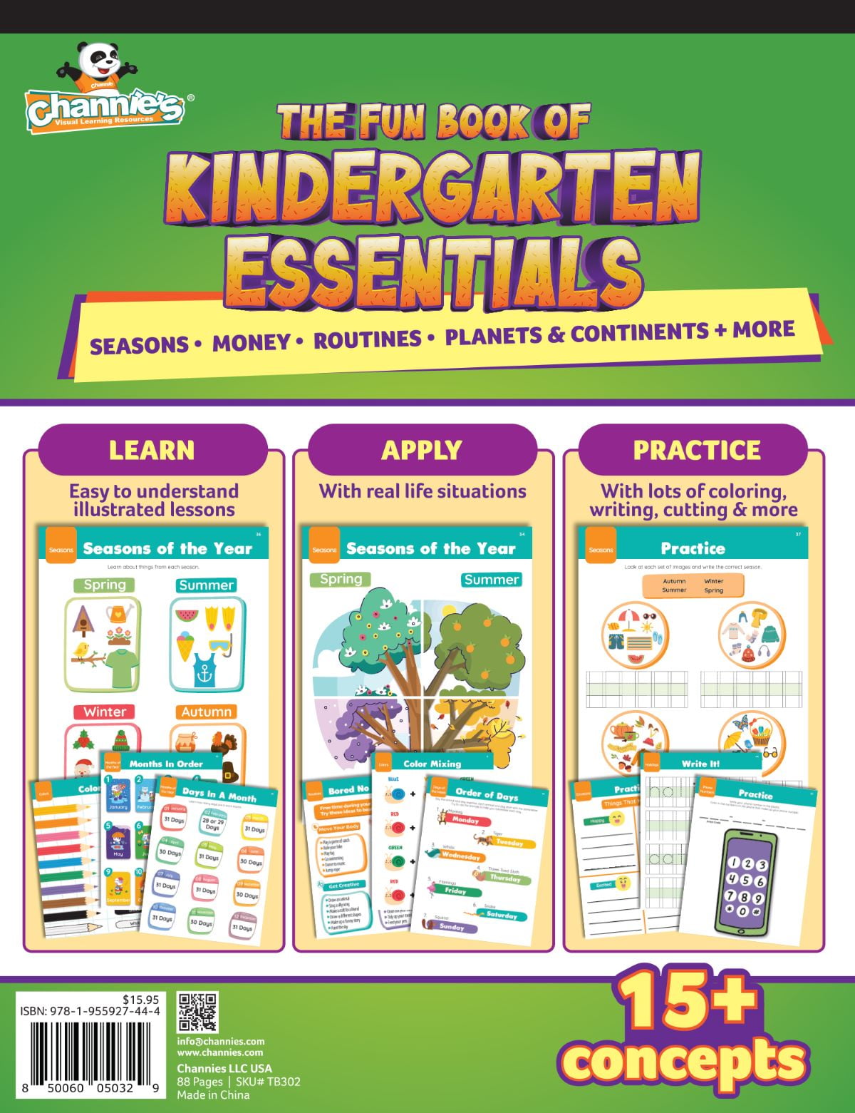 Channie’s Kindergarten Essentials Workbook-Teach & Learn Days of the ...
