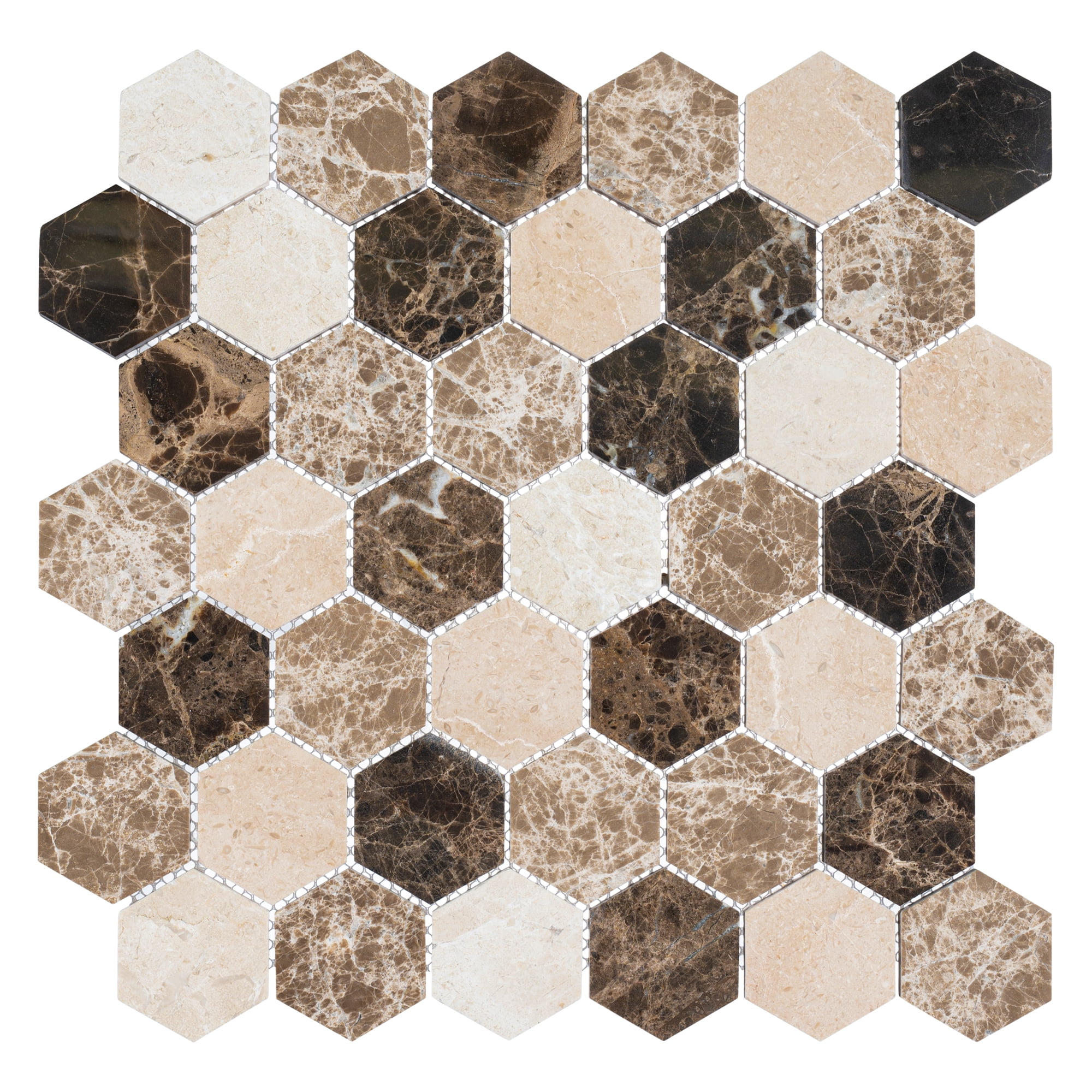 Channing 2" x 2" Marble Honeycomb Mosaic Floor Use Tile - Walmart.com