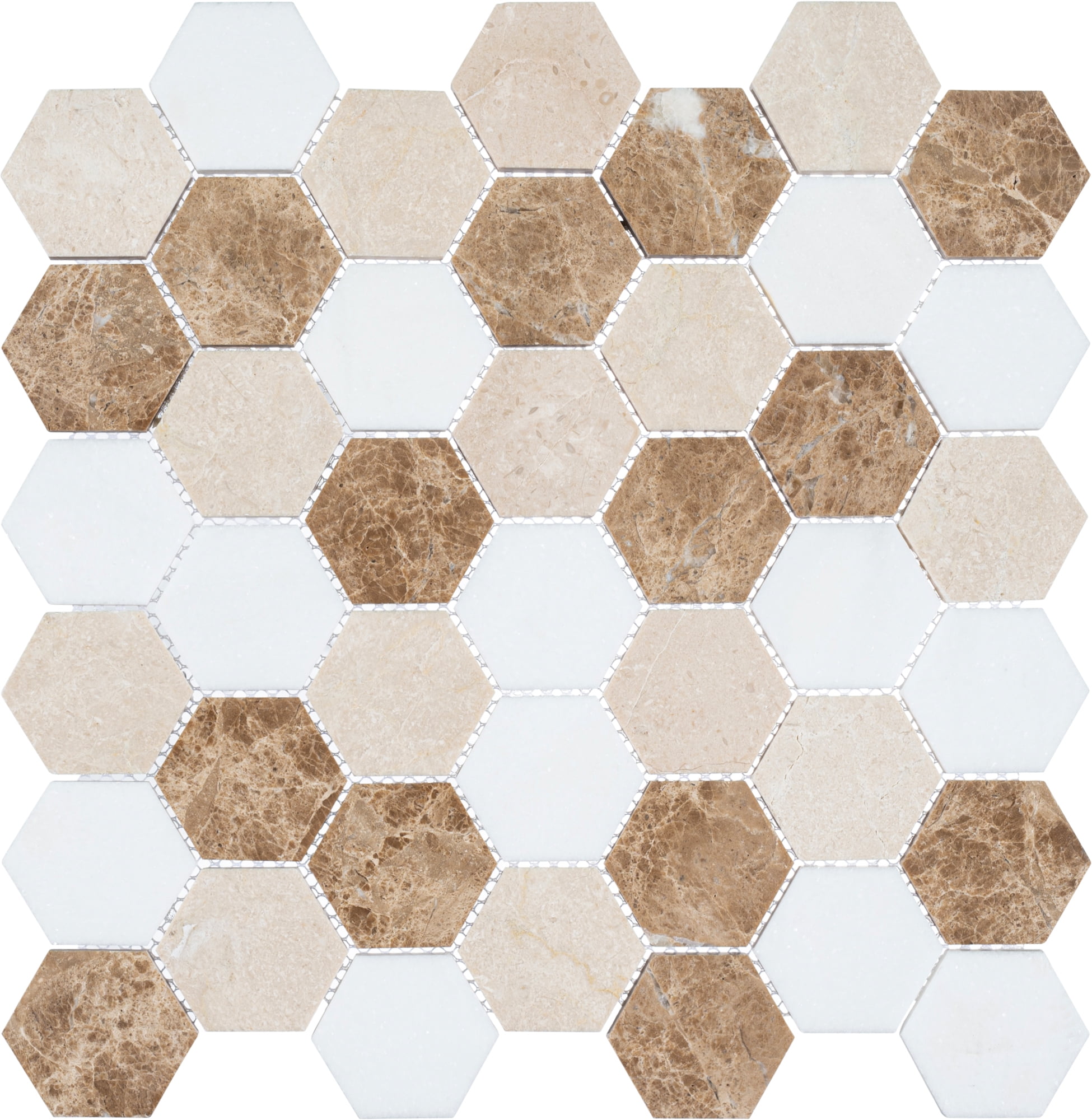 Channing 2" x 2" Marble Honeycomb Mosaic Floor Use Tile - Walmart.com