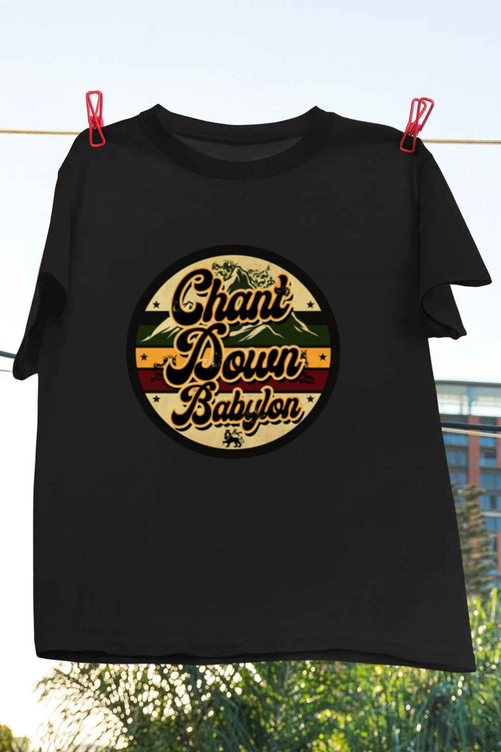 Chant Down Babylon Retro Graphic Unisex T-Shirt Reggae Inspired Rasta ...