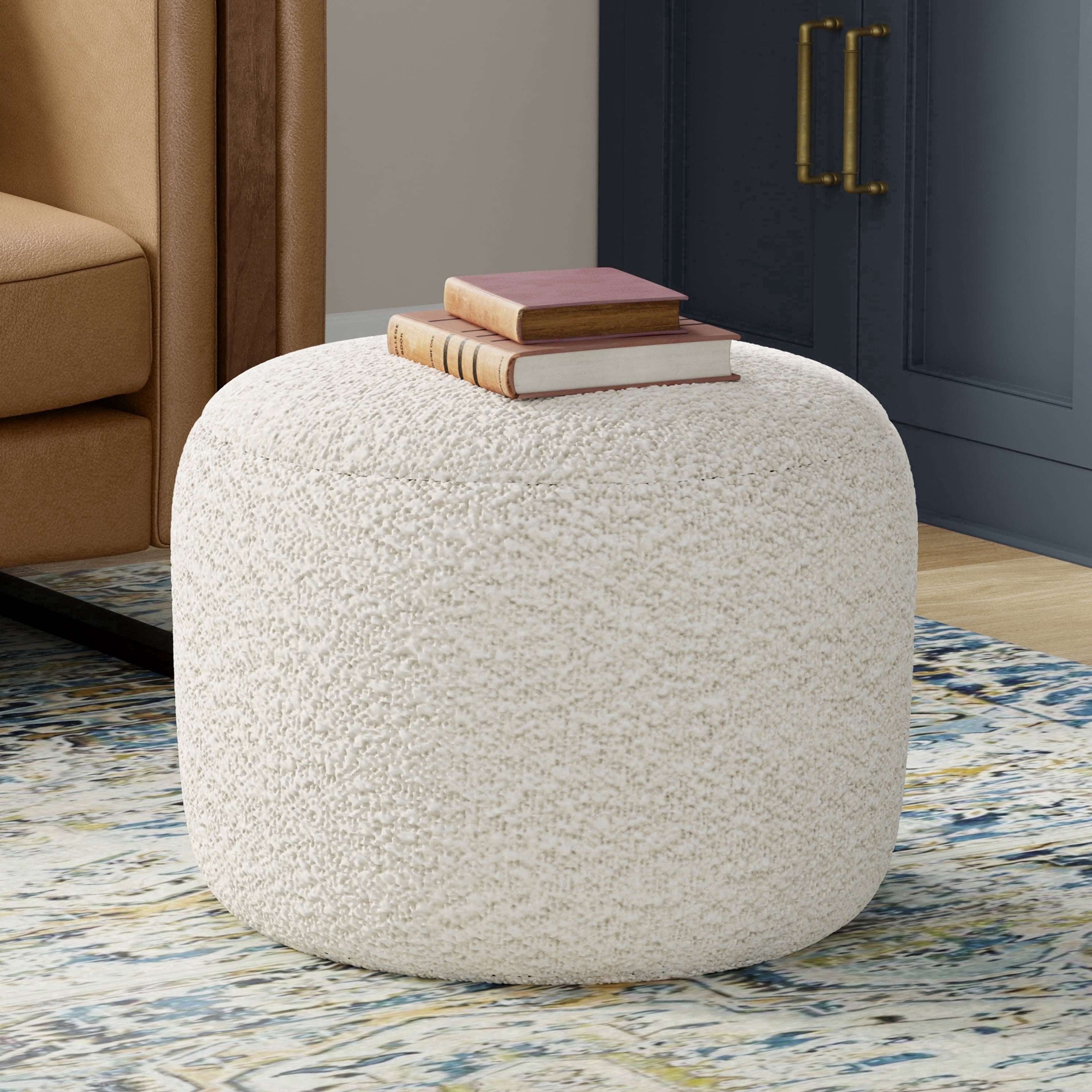 Simpli Home Simpli Home Chantal 18-inch-Wide Contemporary Pouf in White ...