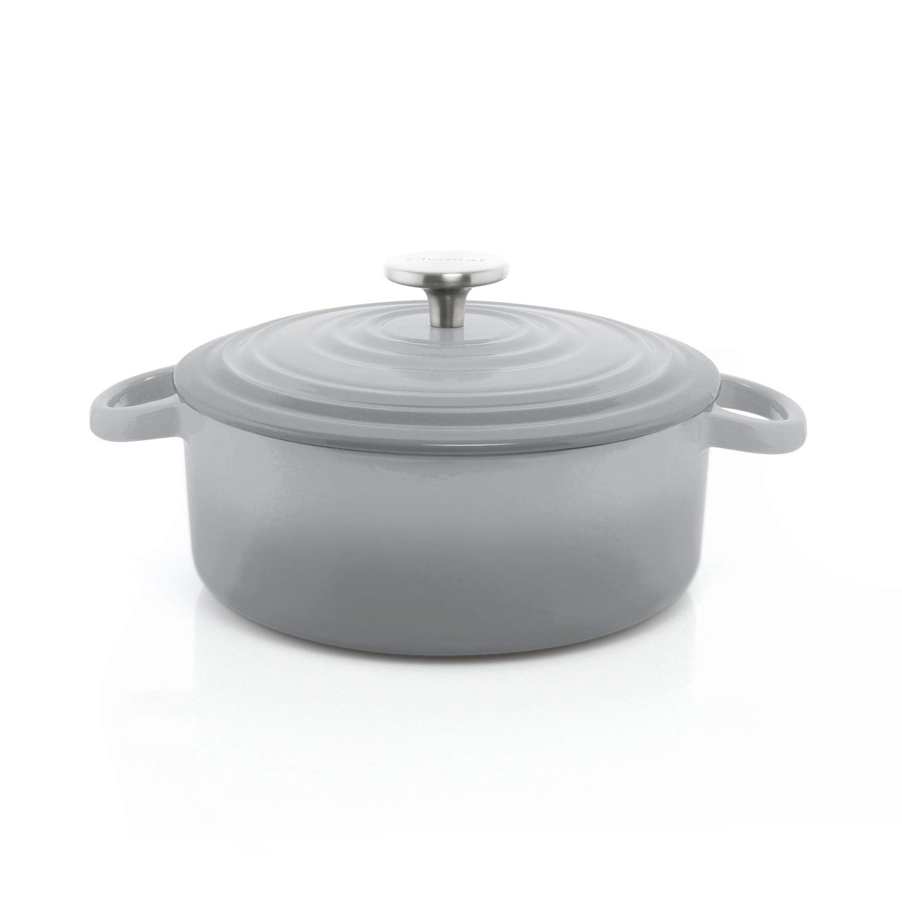 Chantal Enameled Cast Iron Cookware, 3 quart Dutch Oven, Fade Grey ...