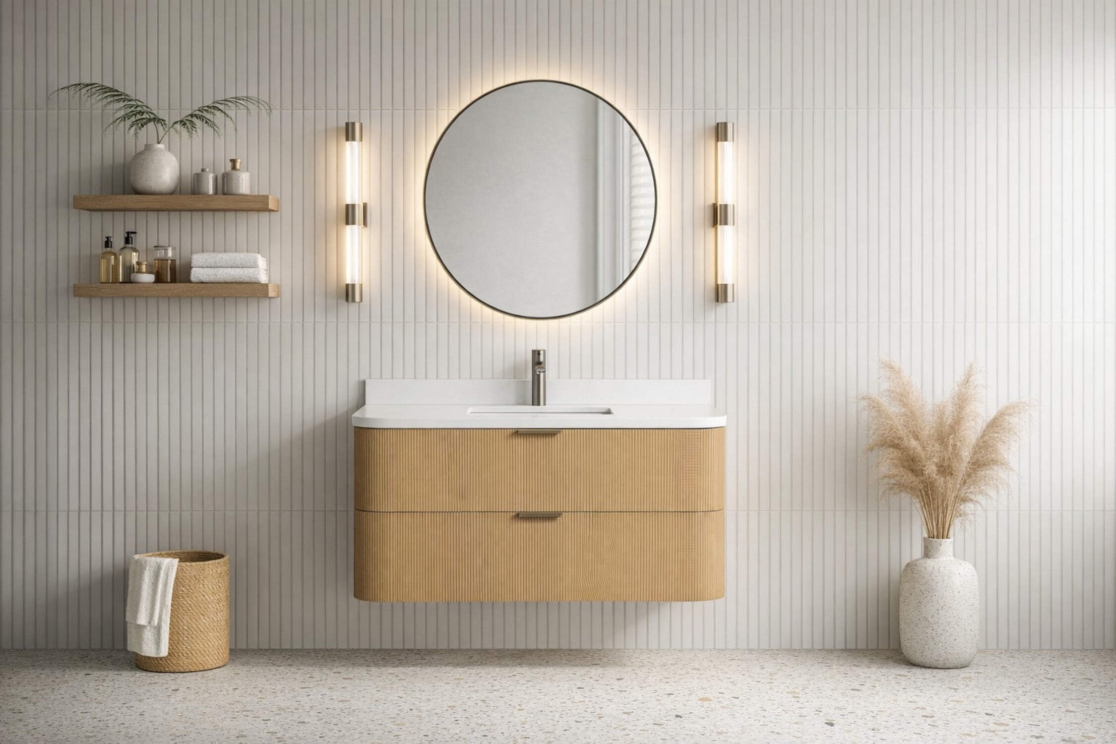Chantal 42" Floating Bathroom Vanity Oak - Walmart.com