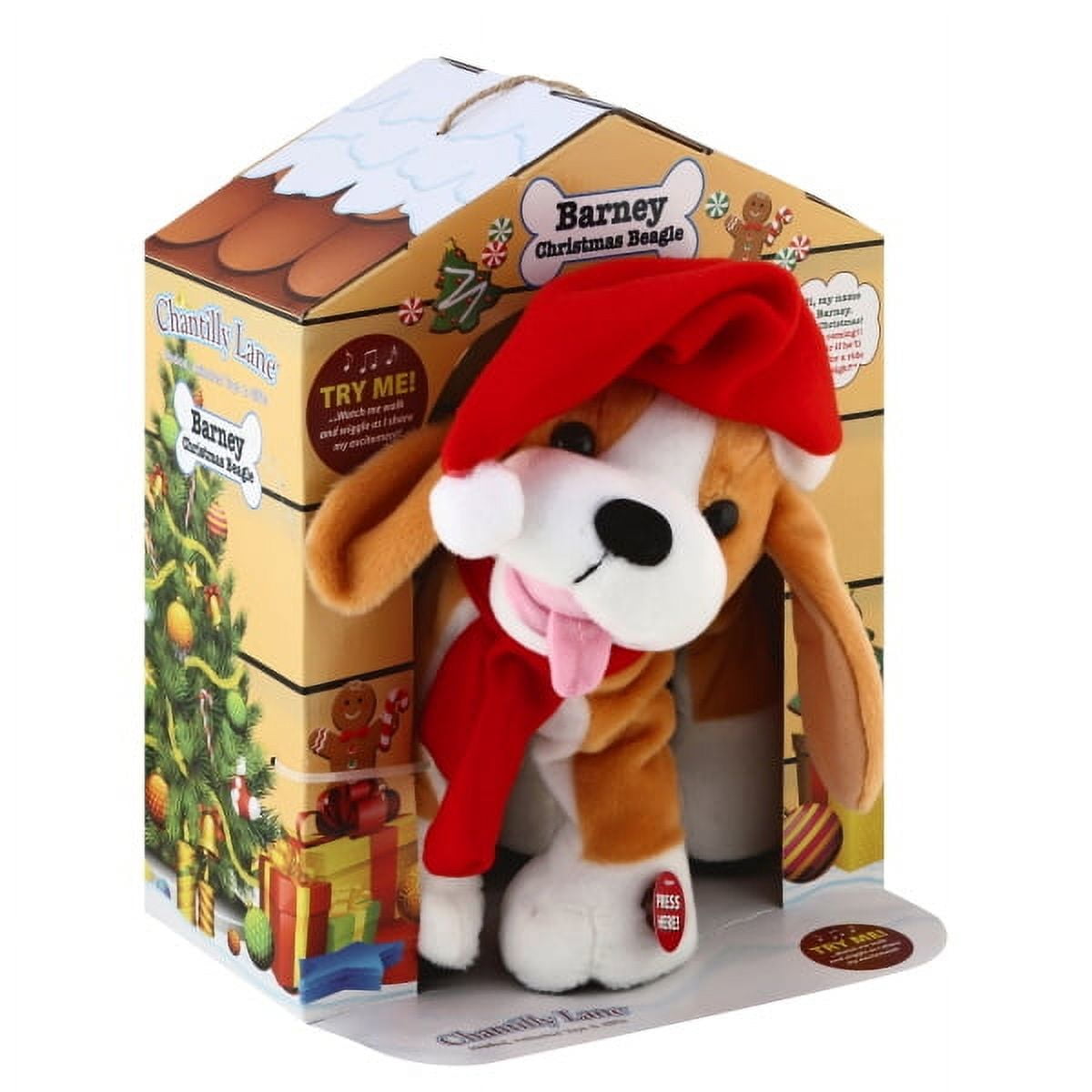 Chantilly Lane Barney the Plush Christmas Beagle Animated Stuffed ...