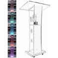 Chantmo Acrylic Church Podium 43 inch Clear with 4 Wheels Storage Shelf ...