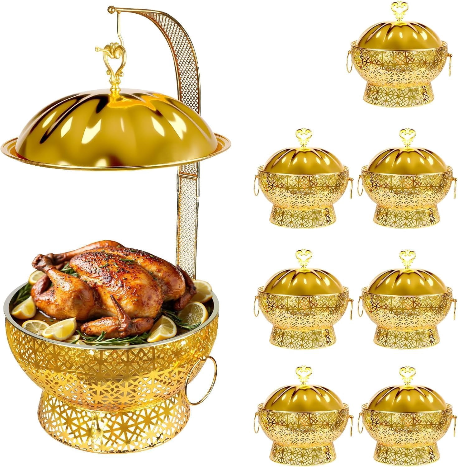 Chantmo Chafing Dish Set 8 Pack 8 Qt 2 in 1 Cold and Warm Round ...