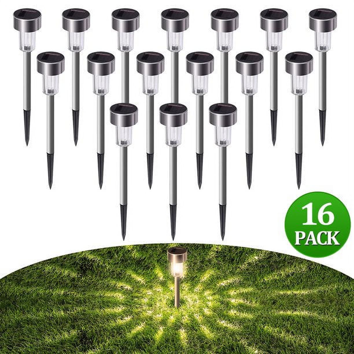 Chanvi 16 Pack Solar Outdoor Lights, Waterproof LED, Stainless Steel ...