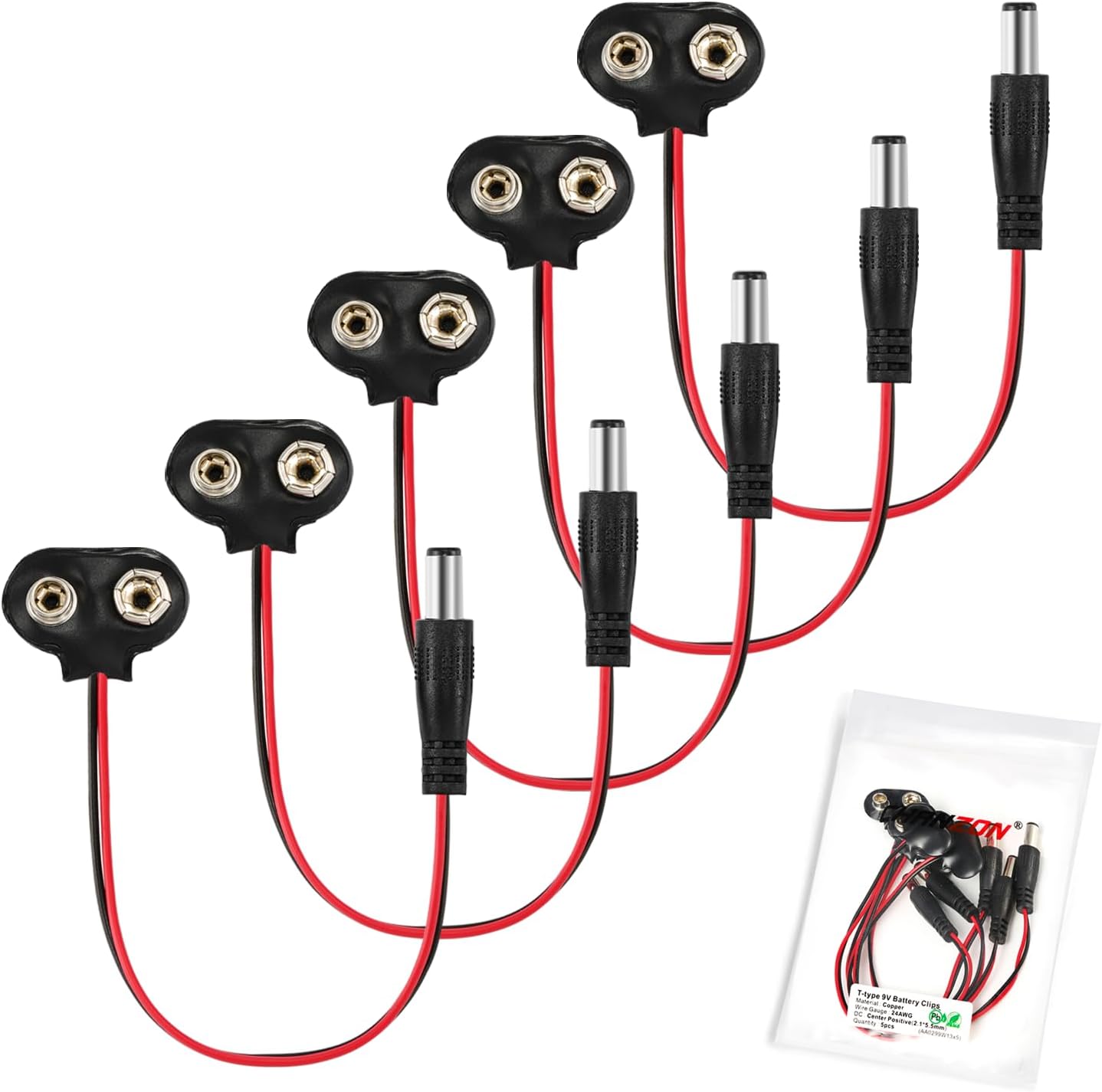 Chanzon UL Wires 9v Battery Connector Plug Arduino Battery Power ...