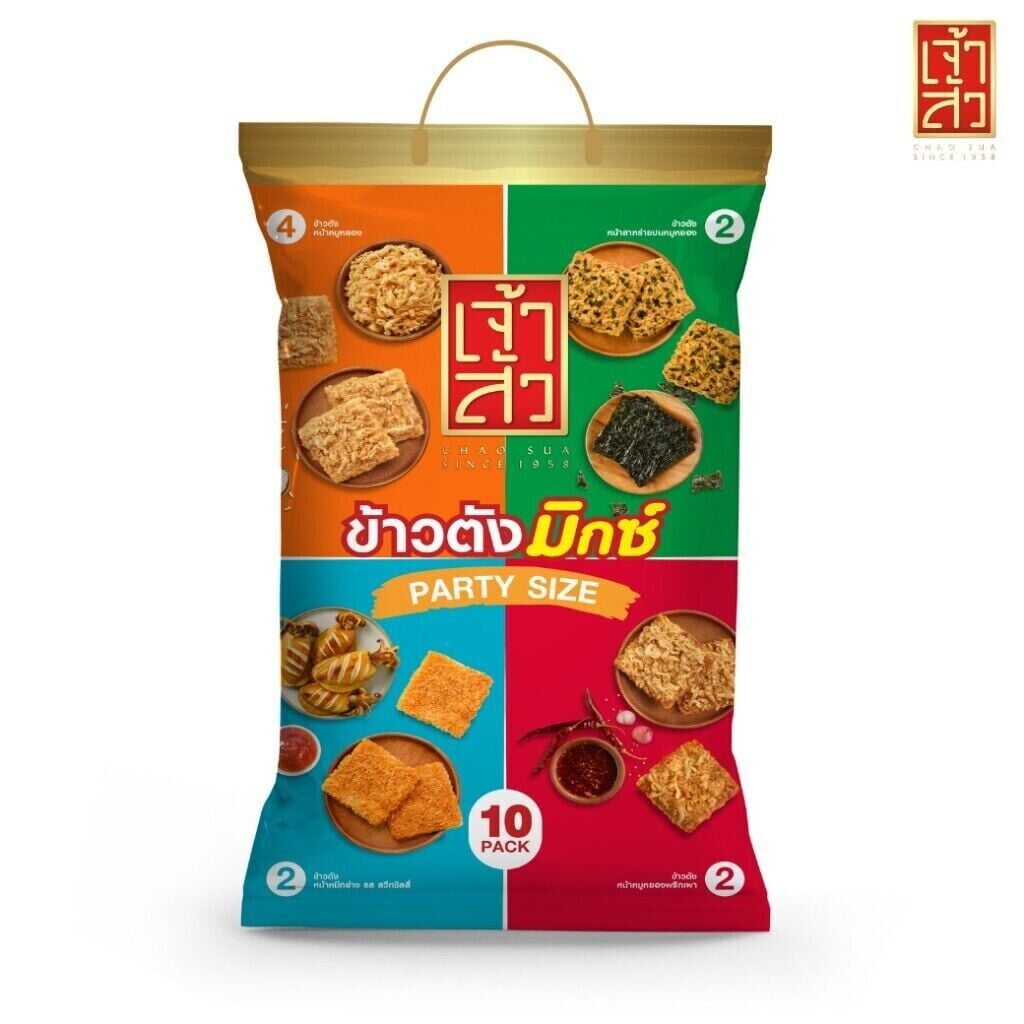 Chao Sua Mix 4 Flavors Thai Snack Rice Cracker Biscuit Party 10 Sachets ...