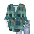 ChaoHeng 3/4 Length Sleeve Womens Tops Cotton V Neck Lace 3/4 Length ...