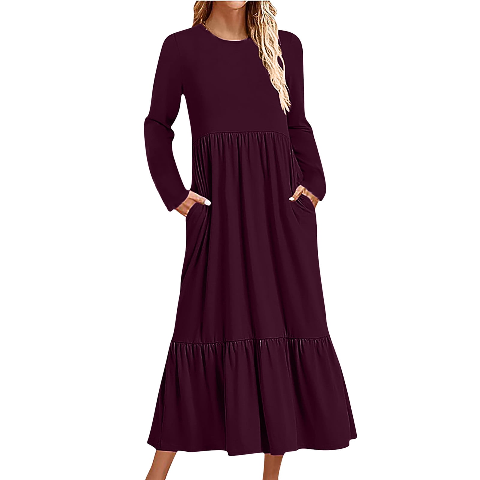 ChaoHeng Dresses Long Sleeve Fall Clearance Long Dresses for Women Deals Women's Casual Loose ...