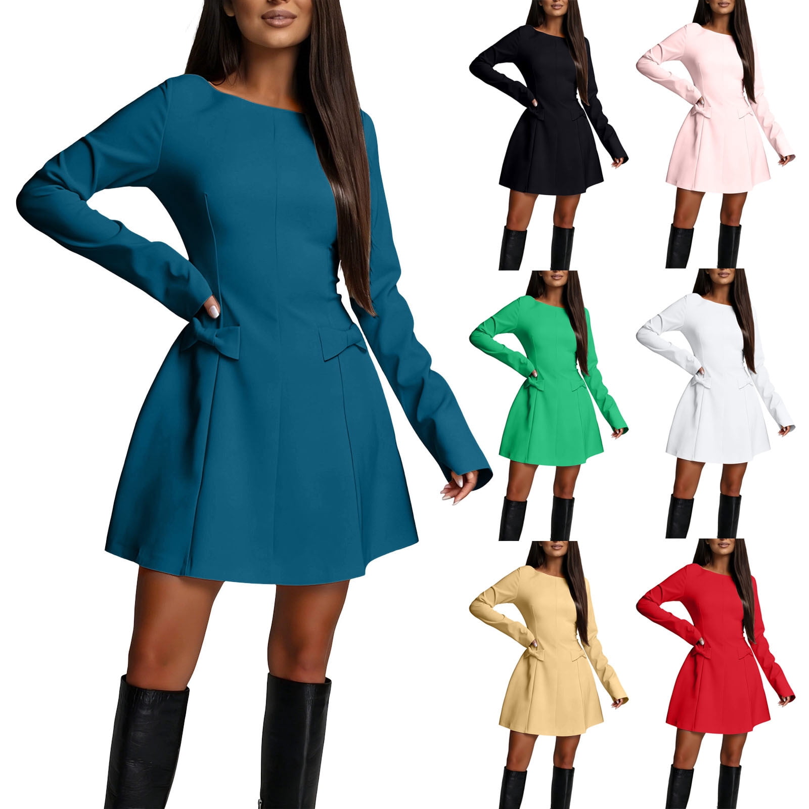ChaoHeng Dresses for Women Casual Dresses for Women Short Solid Long ...
