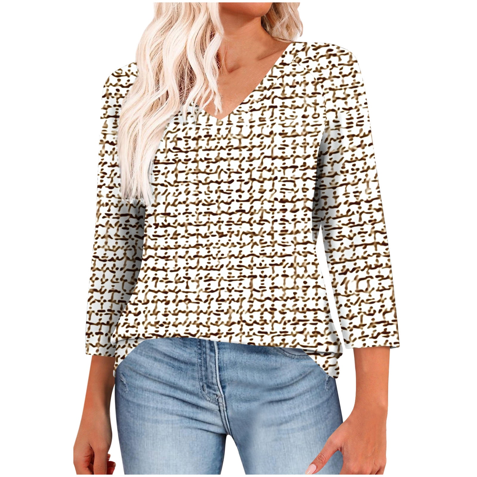 ChaoHeng Going Out Tops for Women Big Chest Fashion Women Patchwork 3/4 ...