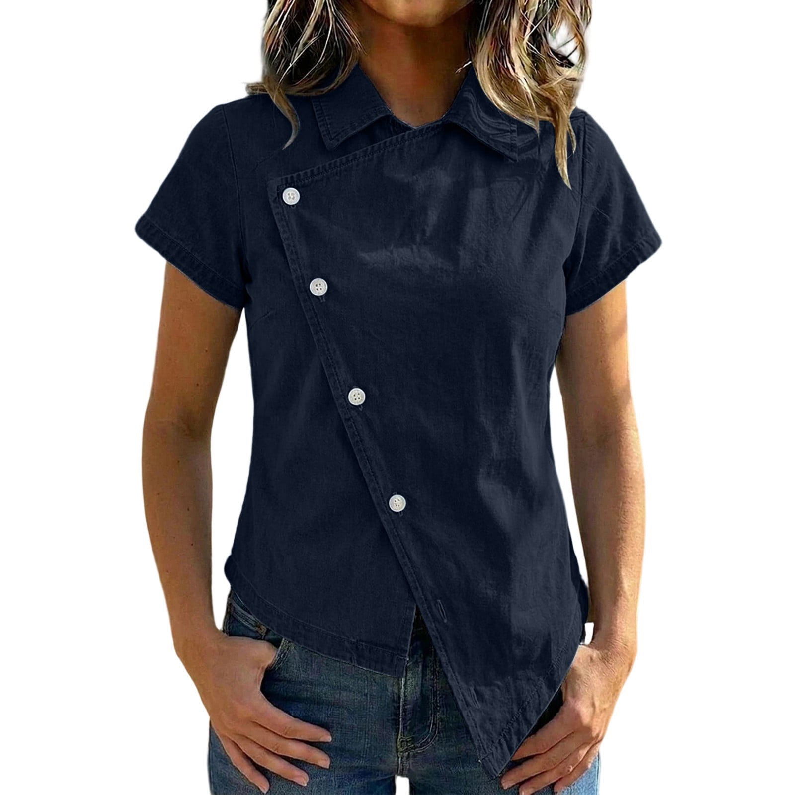 ChaoHeng Going Out Tops for Women Big Chest Women's Solid Color Short ...