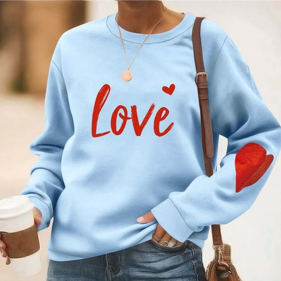 ChaoHeng Long Sleeve Valentines Shirts Women Women's Heart Print ...