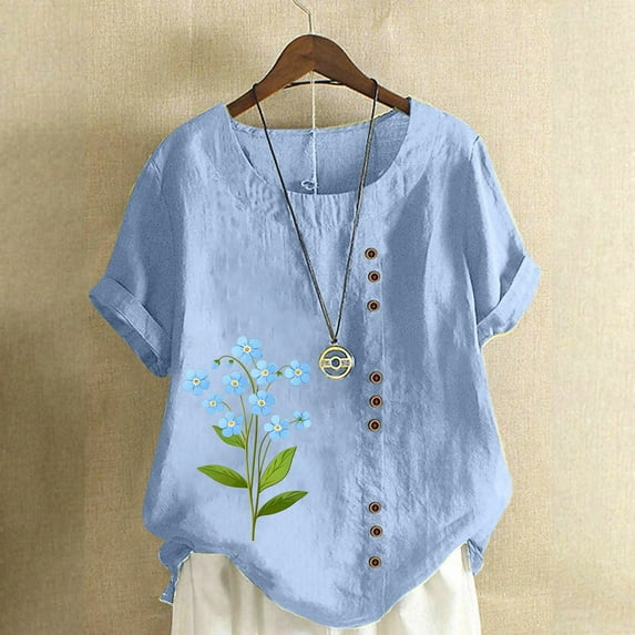 ChaoHeng Summer Tops for Women 2026 Women's Plus Size Floral Print T ...