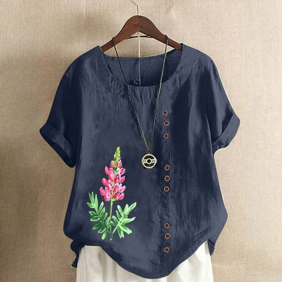 ChaoHeng Summer Tops for Women 2026 Women's Plus Size Floral Print T ...