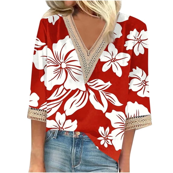 ChaoHeng Summer Tops for Women Plus Size Women's Fashion Printed T ...