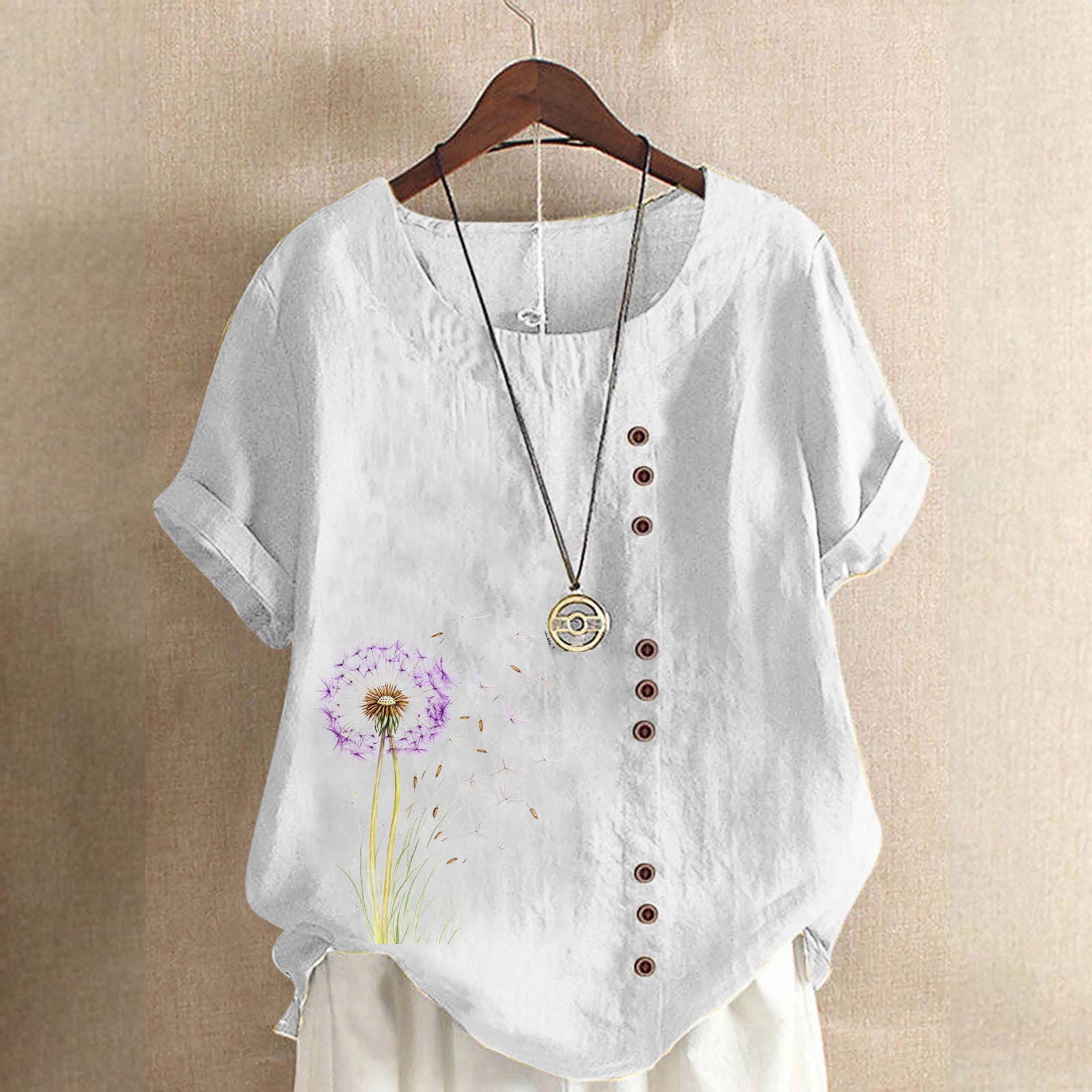 ChaoHeng Summer Tops for Women Women's Plus Size Floral Print T-Shirt ...