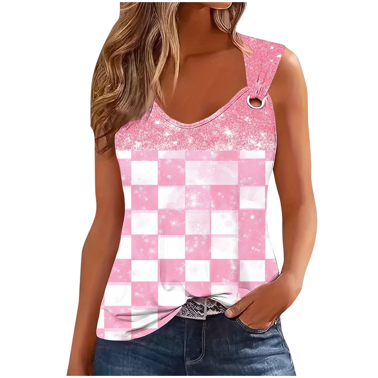 ChaoHeng Tank Tops Women's Solid Color Camisole Sleeveless T-shirt ...
