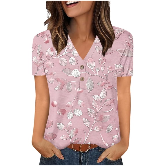 ChaoHeng Tank Tops for Women Plus Size Women's V-neck Button Printed ...