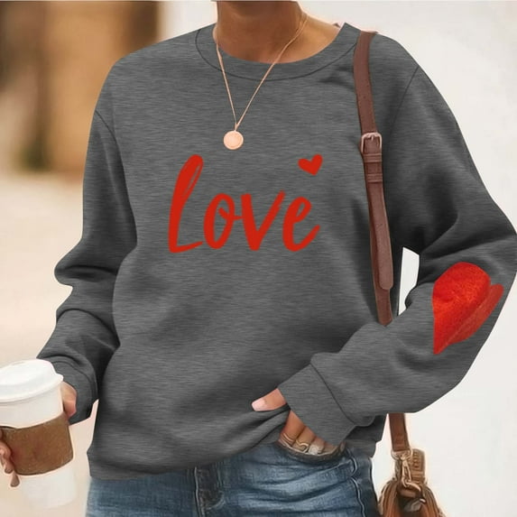 ChaoHeng Valentine's Day Heart Sweatshirts Women's Heart Print ...