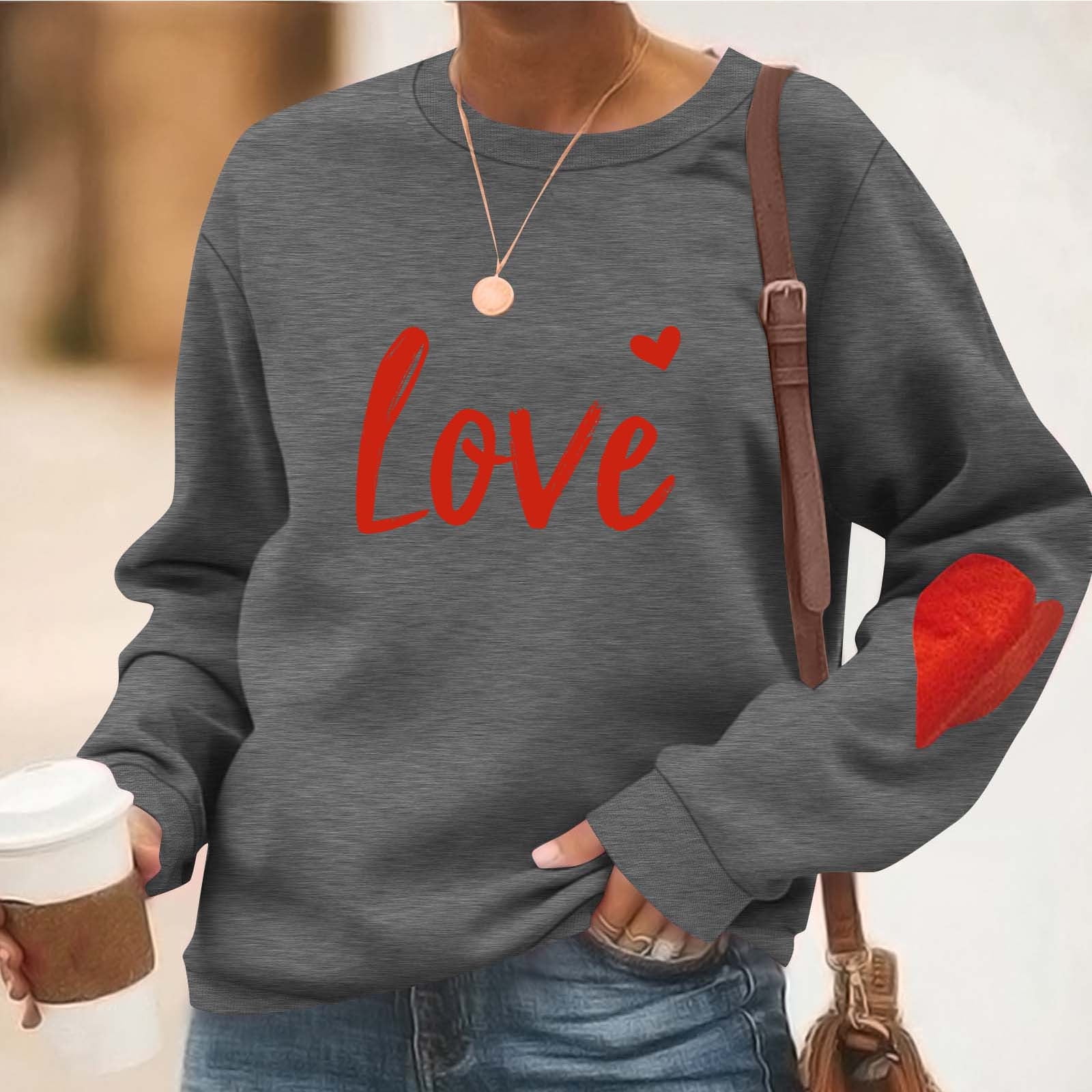 ChaoHeng Valentines Day Long Sleeve Shirt Women's Heart Print ...