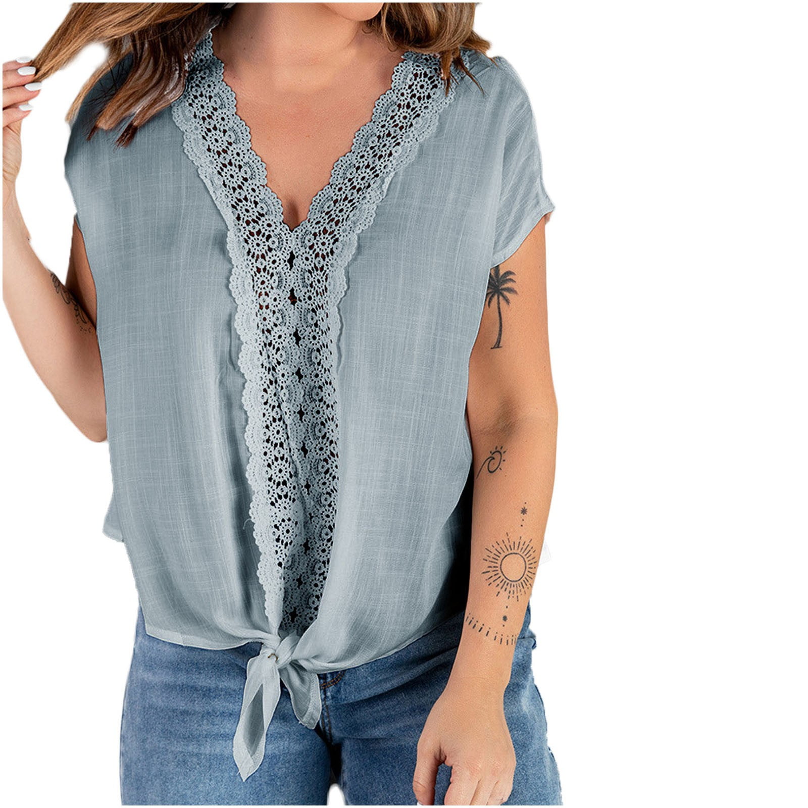 ChaoHeng Women Plus Size Shirts Summer Blouses for Women Deals Women ...