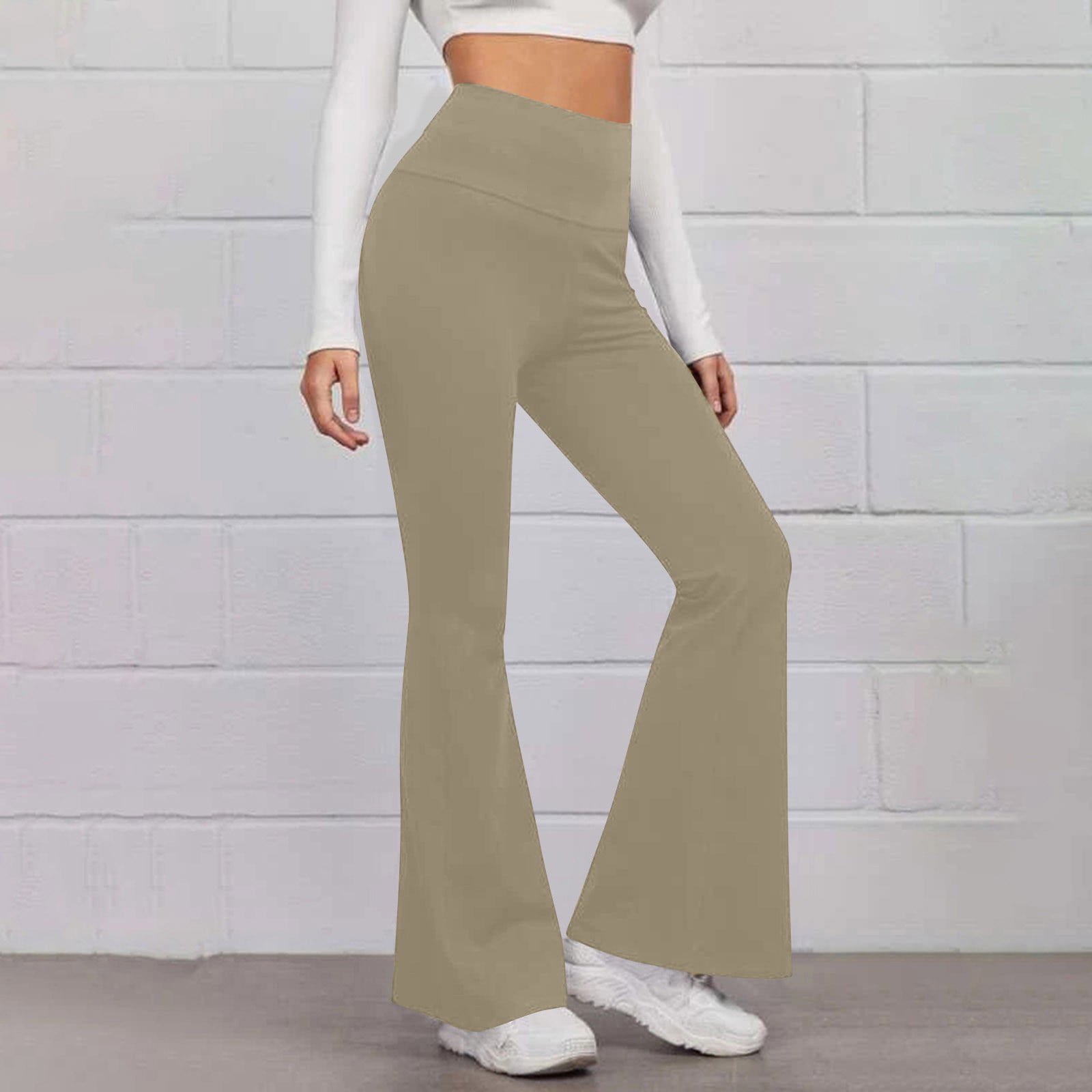 ChaoHeng Women's Solid High-Waist Bootcut Yoga Pants Tummy Control ...