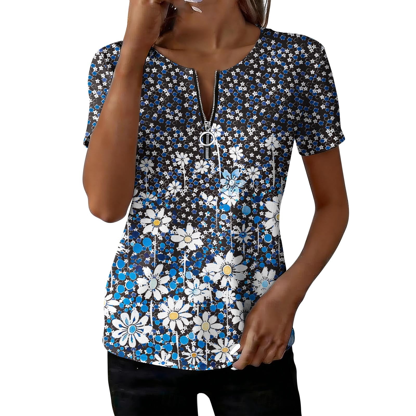 ChaoHeng Women's Tops, Tees & Blouses Casual Trendy Fold Design Button ...