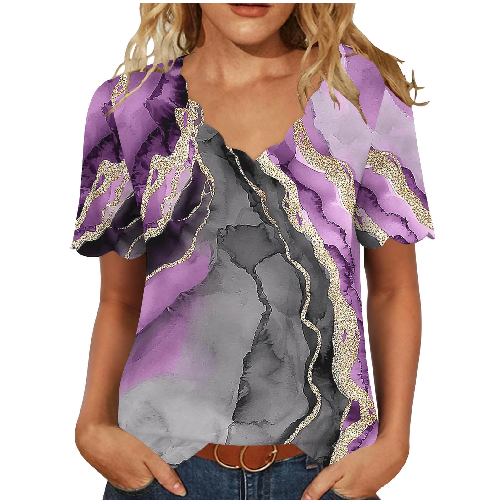 ChaoHeng Women's Tops, Tees & Blouses Women's Short Sleeved Casual ...