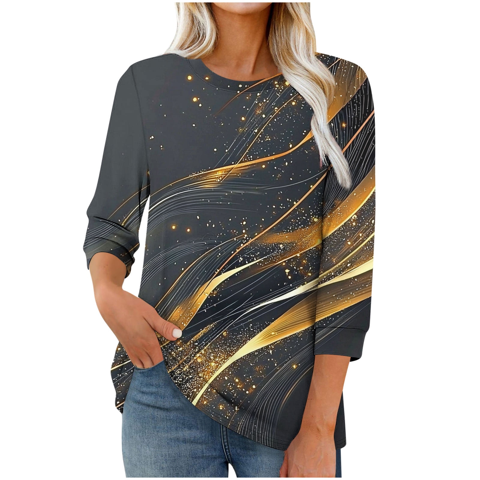 ChaoHeng Women's Tops, Tees & Blouses Womens Casual Tops 3/4 Sleeve ...