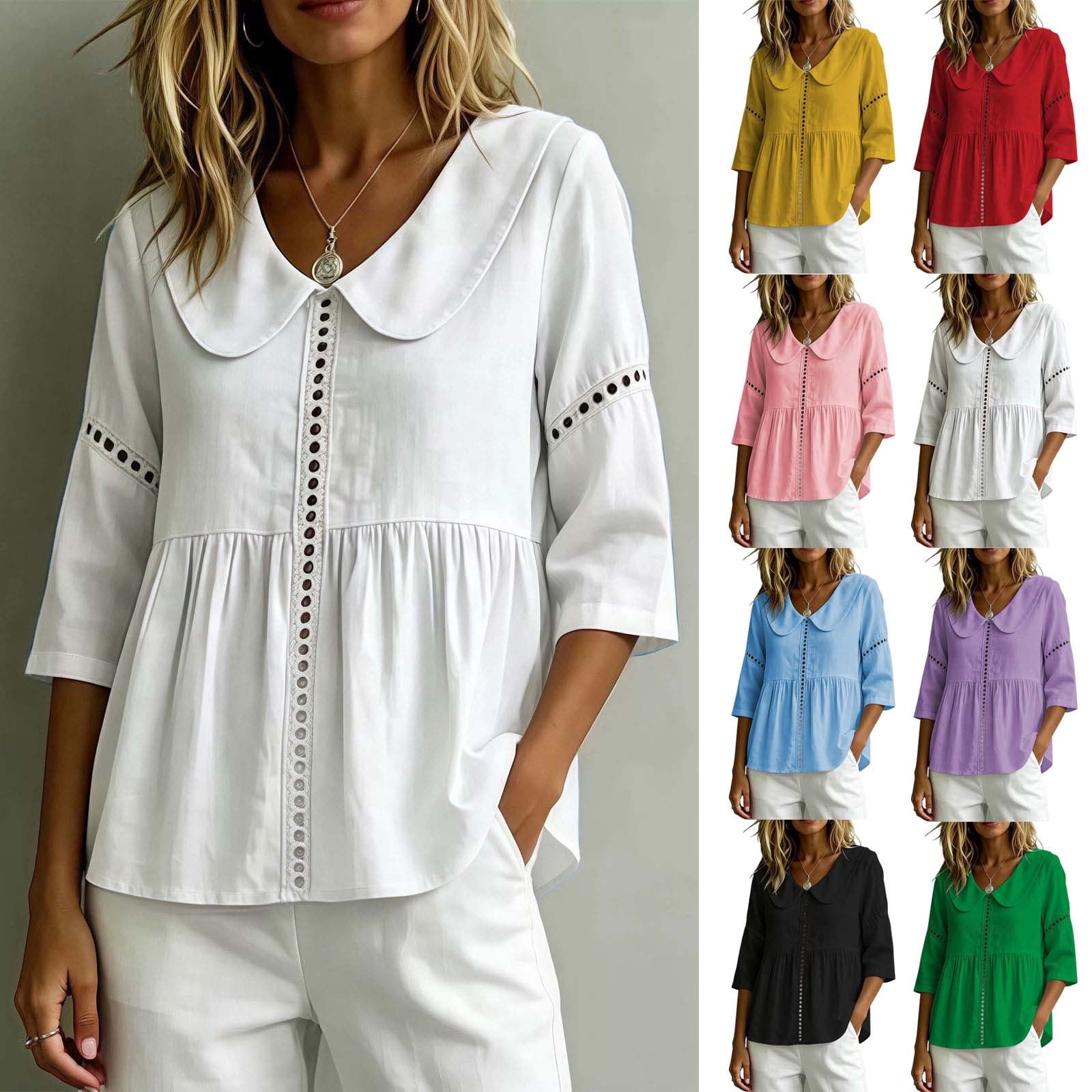 ChaoHeng Womens Casual Tops 3/4 Sleeve 3/4 Length Sleeve Womens Tops ...