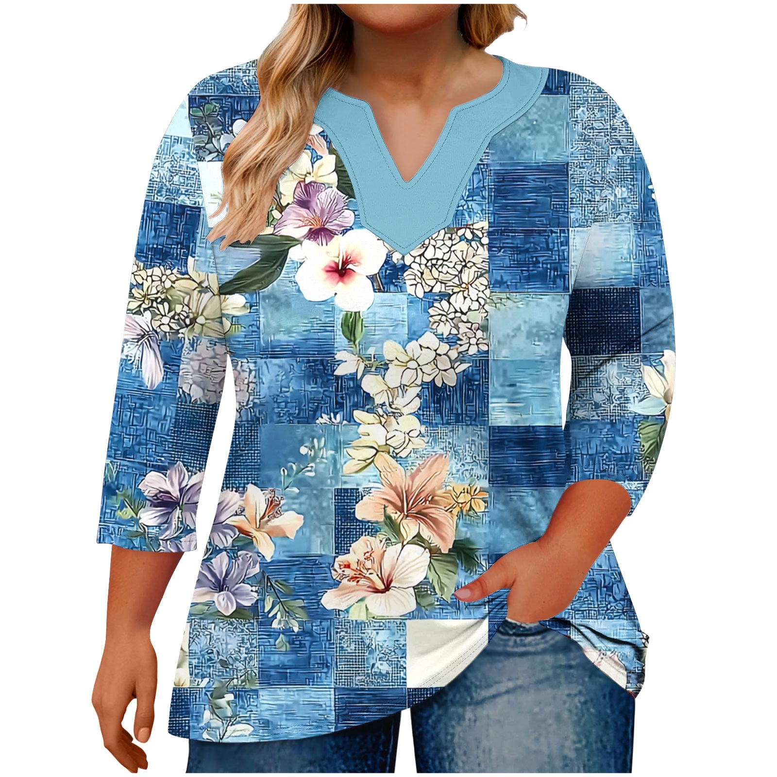 ChaoHeng Womens Summer Tops Trendy Boho Women Summer Gradient Large V ...