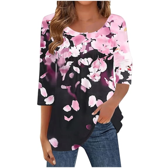 ChaoHeng Womens Summer Tops Trendy Fashion Women's Casual Printed Round ...