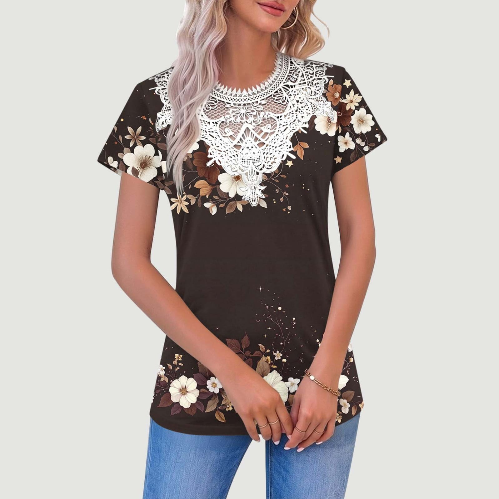 ChaoHeng Womens Tops Casual Summer Tops for Women Trendy Cotton ...