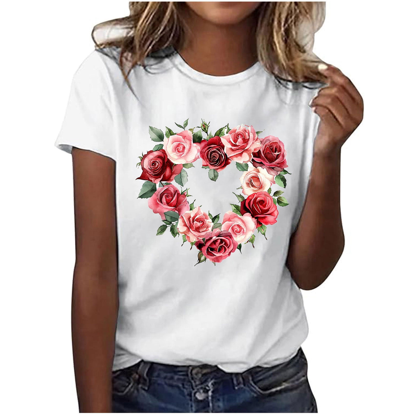 Chaoheng Womens Tops Dressy Women S Fashion Floral Print Round Neck